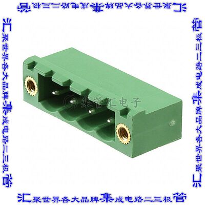 1776524 端子块连接器4POS接头公引脚带罩5.08mm绿色90DEG通孔