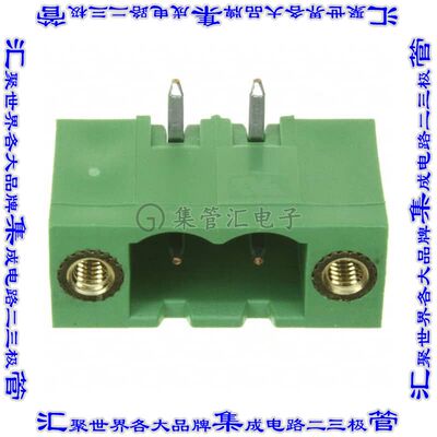 796866-2 端子块连接器2POS接头公引脚带罩5.08mm绿色90DEG通孔