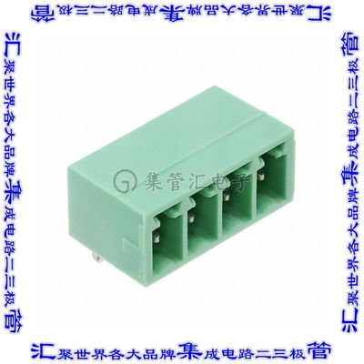 5444288 端子块连接器4POS接头公引脚带罩3.81mm绿色90DEG通孔