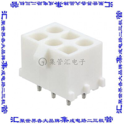 350827-4 针座连接器6POS插座3排6.35mm母形插口通孔直针镀金