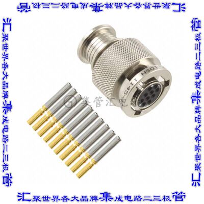 MKJ3A6F7-10SN 圆形连接器10POS插头母插口压接镀金自由悬挂