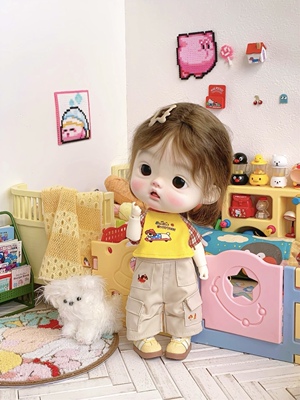 巨婴巨妹ob11球球兔灯笼体胖点上衣工装裤套装小布blythe六分bjd