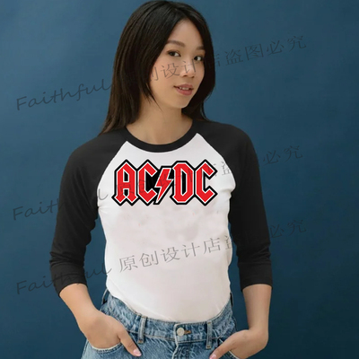 欧美字母乐队纯棉T恤青少年插肩