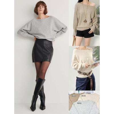 慵懒纯色极简圆领百搭针织上衣