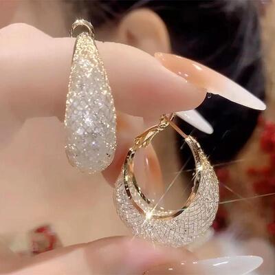 轻奢水晶水滴耳环女配饰99纯银针
