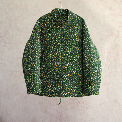 云芝元 新冬款进口绿色印花灯芯绒立领拉链保暖棉服棉衣0806-M