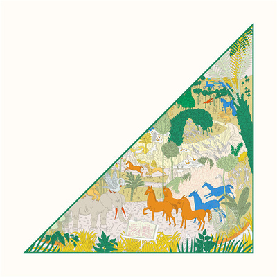 法式丛林动物三角巾头巾丝巾领巾