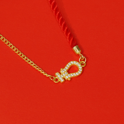 通体18k金满镶新中式马蹄扣手链【QL07520】