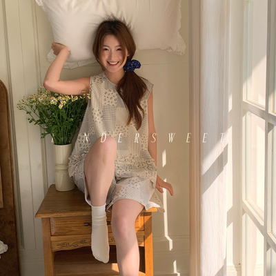 法式夏季新款午休棉麻女家居服