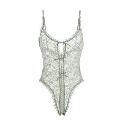 性感睡衣女款春秋2026新款夏季蕾丝纯欲开档免脱塑身连体衣qqny