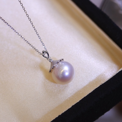 PT900铂金天然珍珠DIY吊坠配件空托拉丝工艺时尚小花款锆石镶嵌