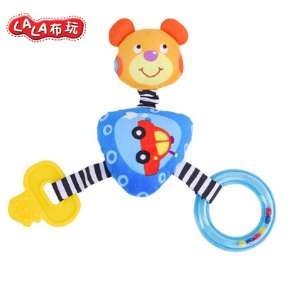 拉拉布书/布玩小熊三角配/内置牙胶摇环BB器玩具/婴儿感官系列