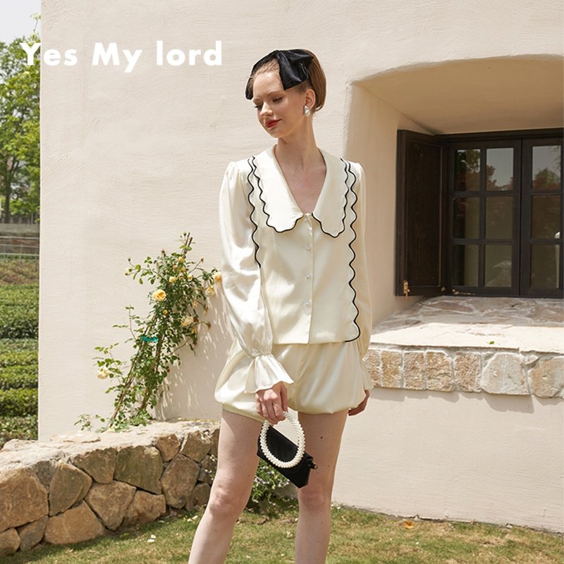 YesMyLord真丝家居服薄款亲肤桑蚕丝法式公主可外穿家居服蚕丝夏