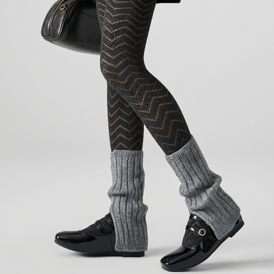 粗棒针肯豆风韩系前开叉袜套