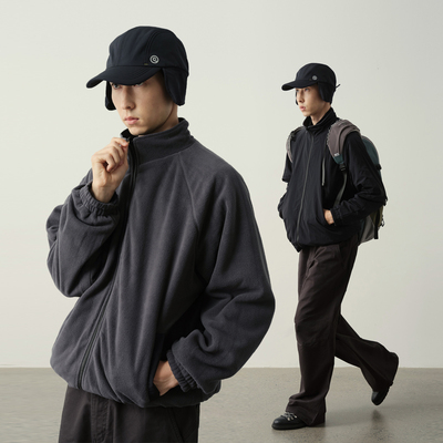 Vavu塔丝隆双面穿摇粒绒立领夹克