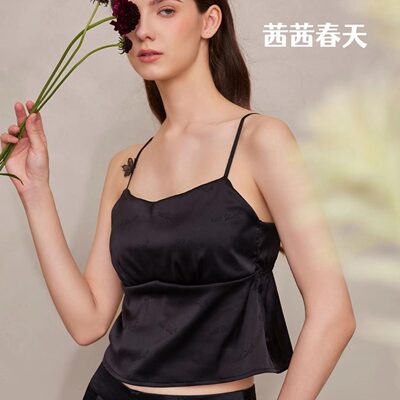 茜茜春天女高级缎面美背吊带背心