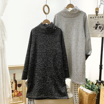 宽松高领卫裙针织连衣裙女秋冬