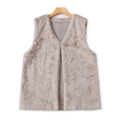 日单V领仿貂绒马甲女款保暖