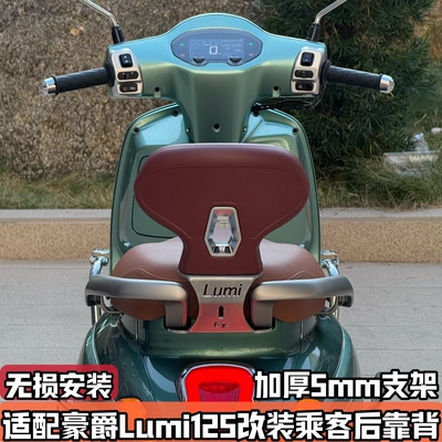适用豪爵LUMI125改装后靠背 Lumi后靠背乘客后腰靠加厚支架无损装