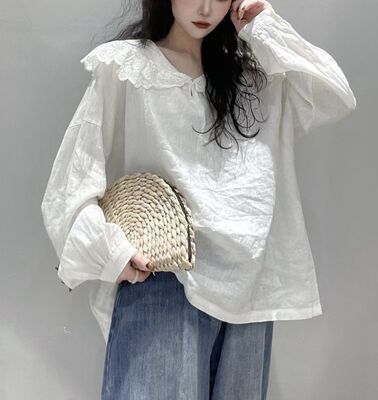 宽松型套头长袖棉麻BOLATU柏