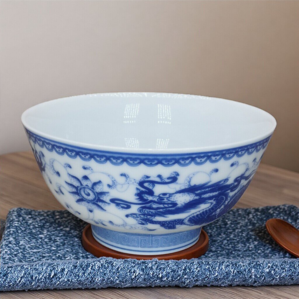 景德镇陶瓷大号青花色釉中彩家用米饭碗中式餐具碗碟套装汤面碗