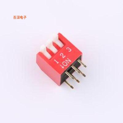 DP-03 |2.54间距卧插拨码琴键式侧拨红色3位 DIP拨码插件