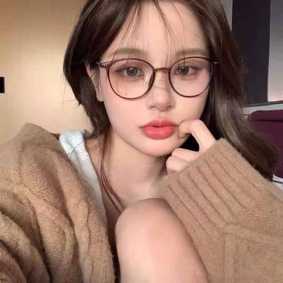 卡布尼韩版圆形冷茶色TR90