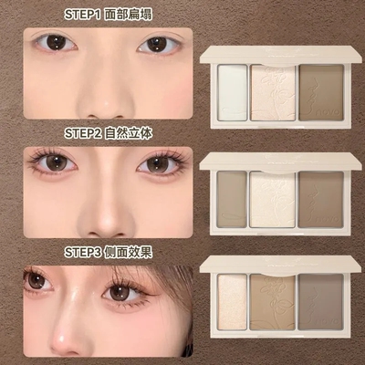 NOVO修容盘三色高光一体盘高鼻梁侧影鼻影哑光不脱妆新手入门学生