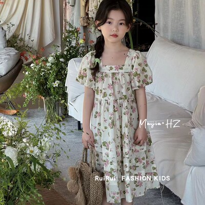 麦迦童装女童碎花连衣裙夏连身裙