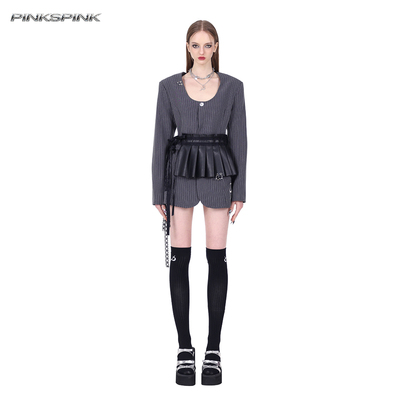 PINKSPINK原创挂环百褶短围裙