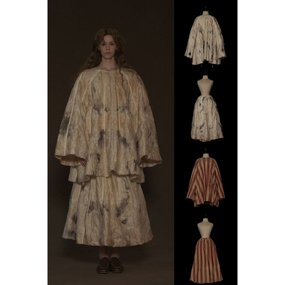 Mutedance 夹棉丝绸花染上衣/半身裙