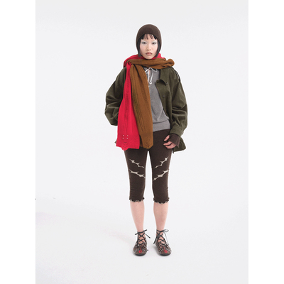 RUI built 25秋冬 羊毛浮线拼色围巾