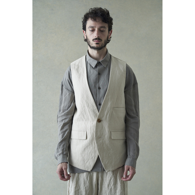 DEVOA   V领棉麻马甲 男