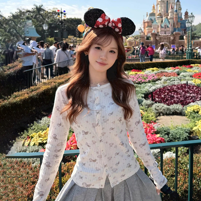 复古日系印花休闲百搭毛针织开衫