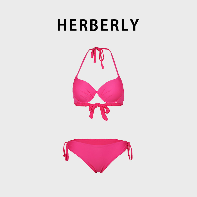HERBERRY泳装爆款钢托小胸聚拢性感三点式比基尼温泉度假分体泳衣