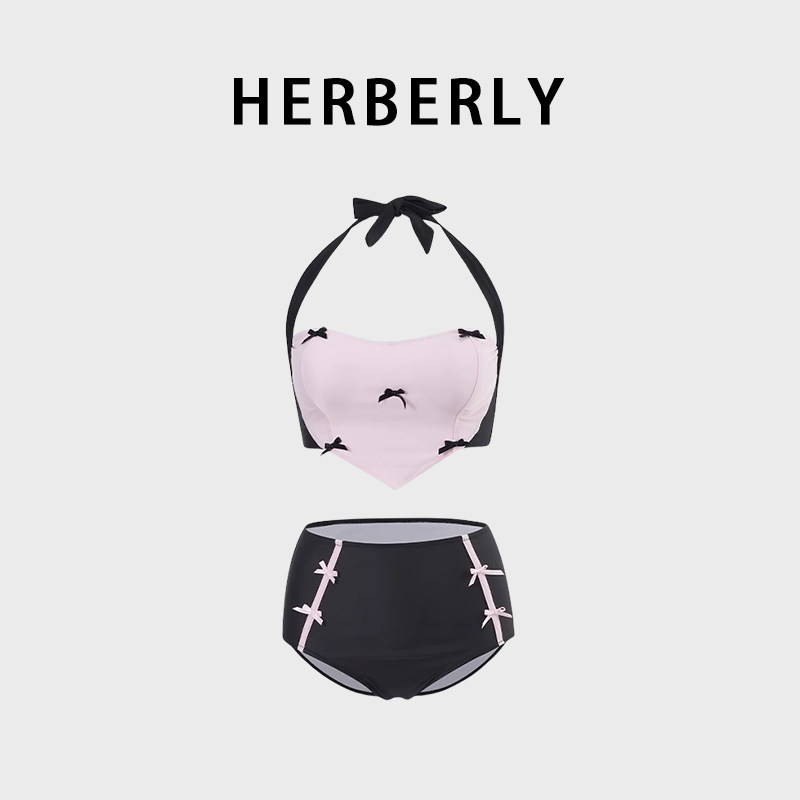 HERBERRY泳装少女甜美可爱显瘦性感比基尼泡温泉度假三角分体泳衣