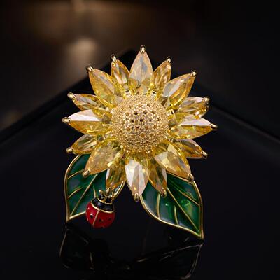 奢华锆石胸针轻奢向日葵胸花