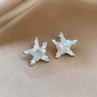 度假风贝壳海星珍珠耳钉