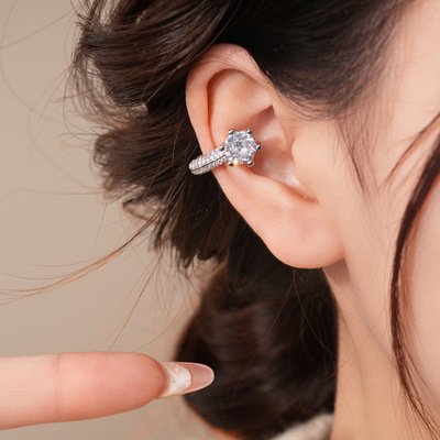 韩系超闪锆石圆形耳夹女无耳洞