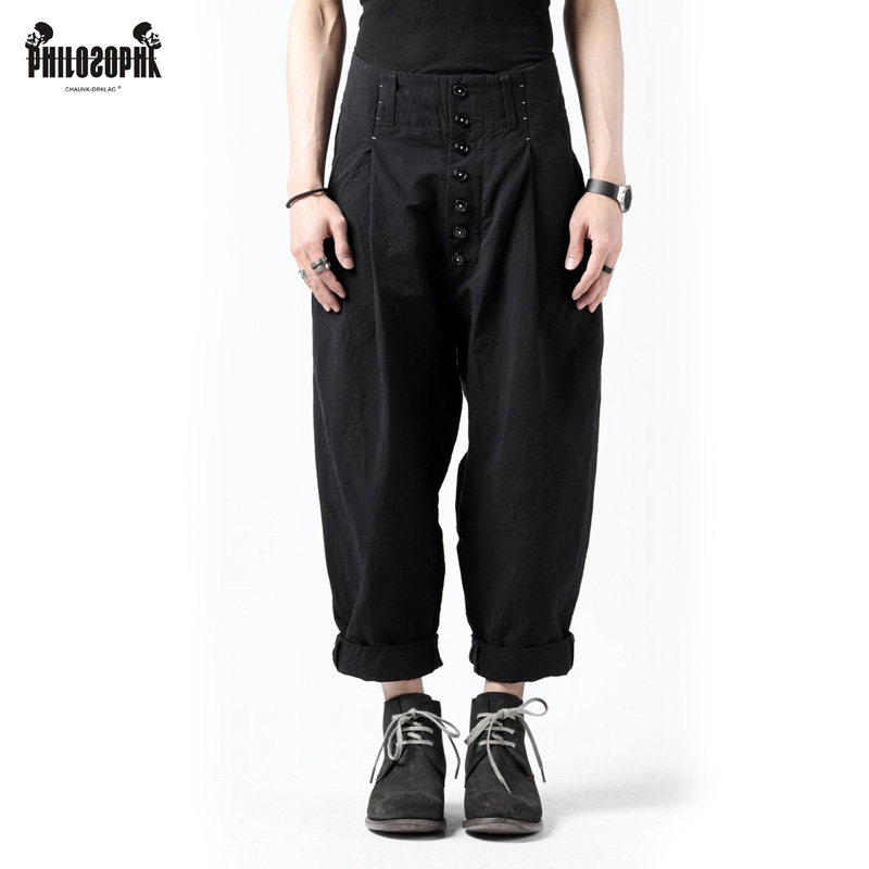 CHAUNK先锋暗黑日系复古山本YOHJI解构风格亚麻春夏男士休闲裤潮_虎窝淘
