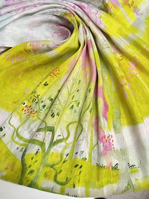 J041602 手绘蚕丝设计师布料3米乘1.4米