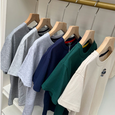 6021男女童短袖T恤衫夏季棉T绣花卡通上衣中大童120-170cm