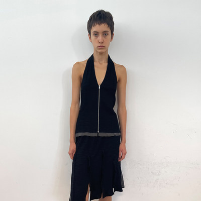 【现货】UN MUTE 26SS 春夏新款肌理薄纱挂脖上衣 DOUBLEBOO