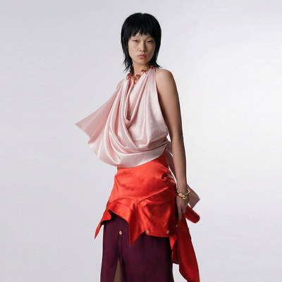 【现货】MAYALI 26SS 春夏新款粉色系带方巾上衣 DOUBLEBOO