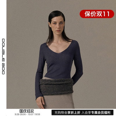 【现货】o cloche code 26秋冬新款薄织V领打底上衣 DOUBLEBOO