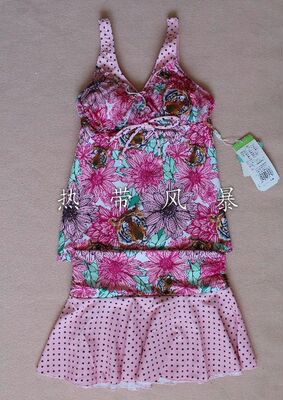 温泉聚拢裙式向日葵波点游泳衣