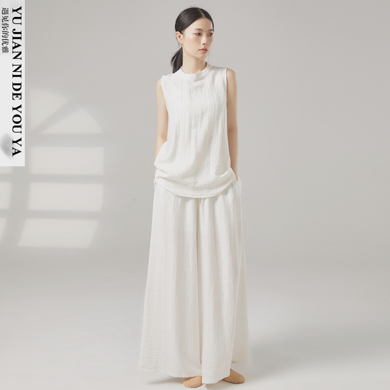 夏季白色无袖棉麻宽松现代舞中国舞古典舞蹈服练功服上衣女款新款
