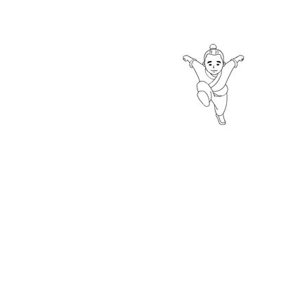 原创线条版正面人物落地起跳动作运动规律flash动画源文件帧频24