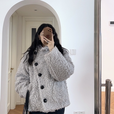 冬装新款 日系小众圈圈毛呢大衣外套  羽绒服 1.19KG