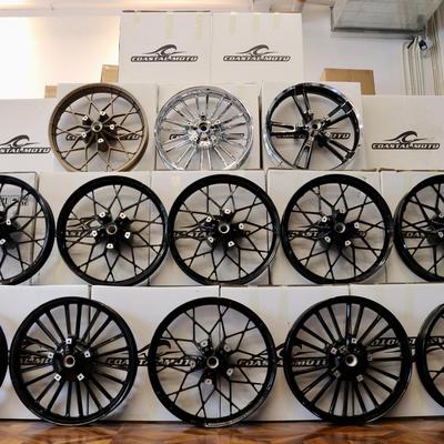 哈雷滑翔通用改装21寸前轮毂电镀